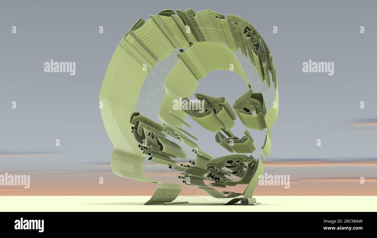 3D architectural illustrated representation of a human bust. Extremely ...