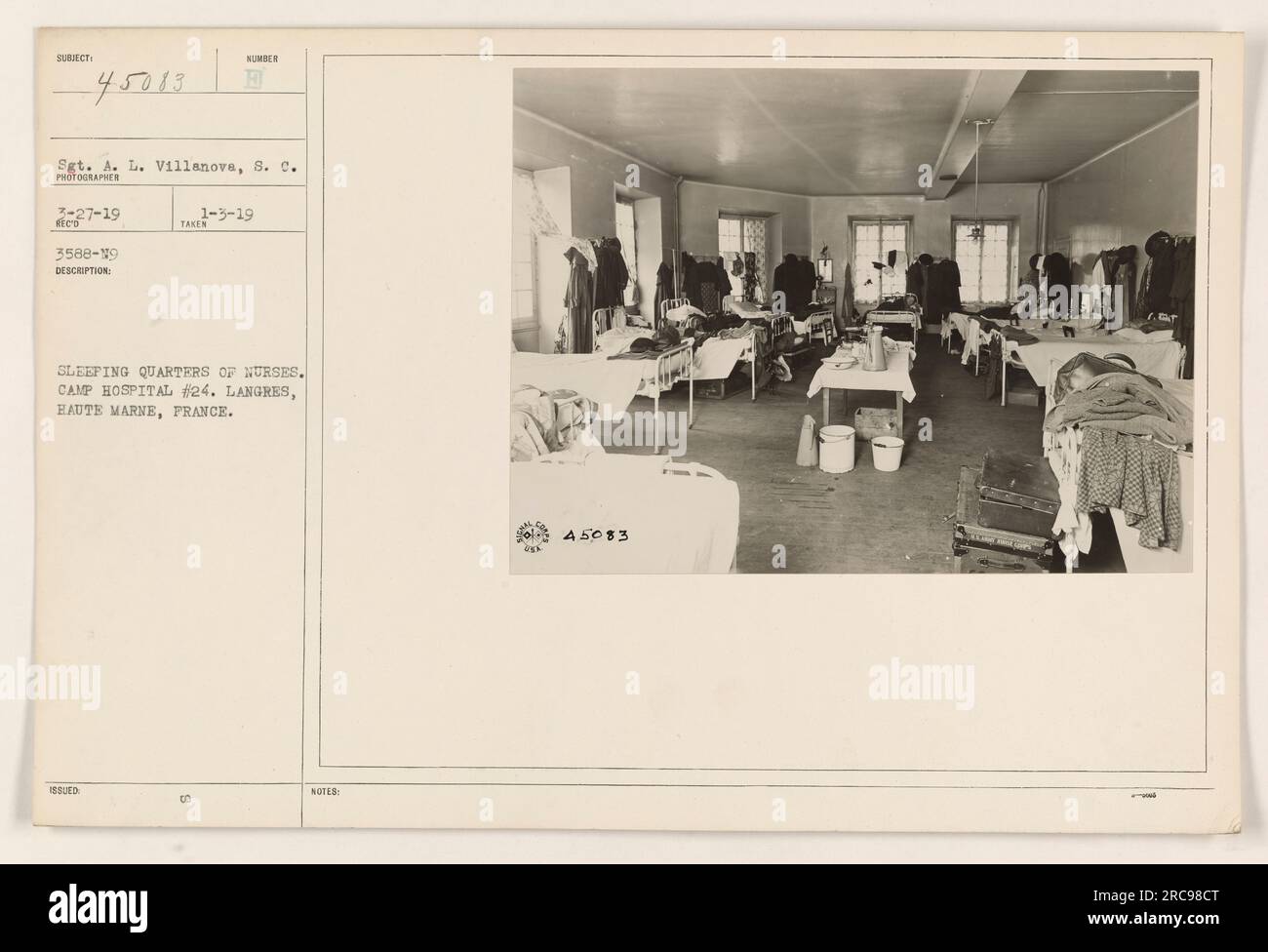 Sleeping quarters of nurses at Camp Hospital #24 in Langres, Haute ...