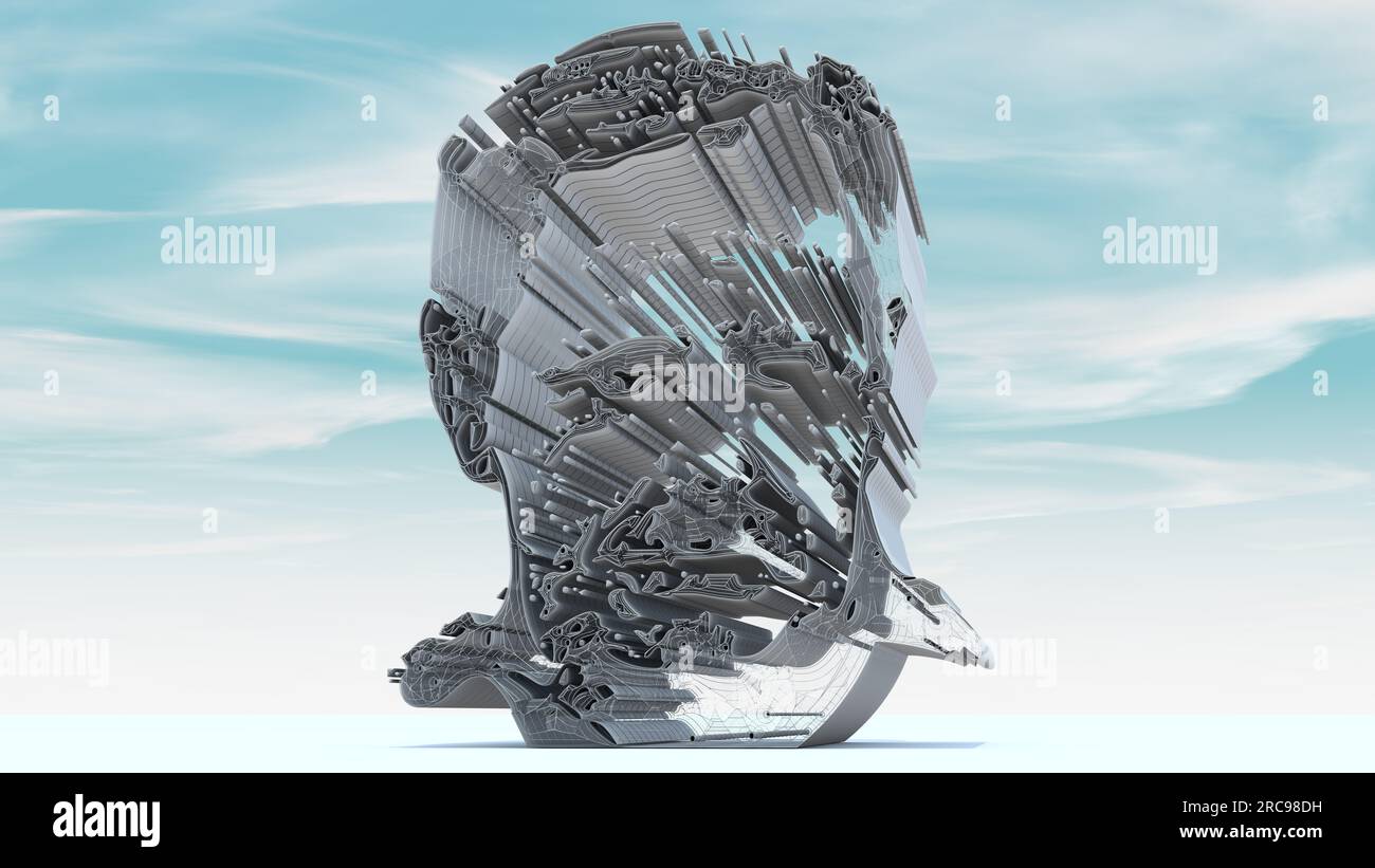 3D architectural illustrated representation of a human bust. Extremely ...