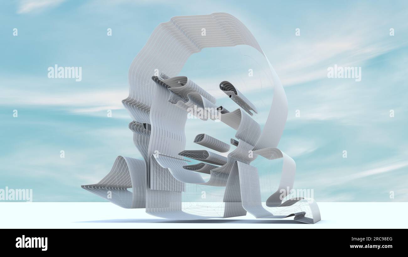 3D architectural illustrated representation of a human bust. Extremely ...