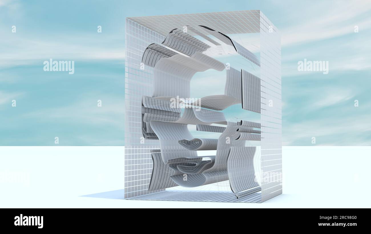 3D architectural illustrated representation of a human bust. Extremely ...