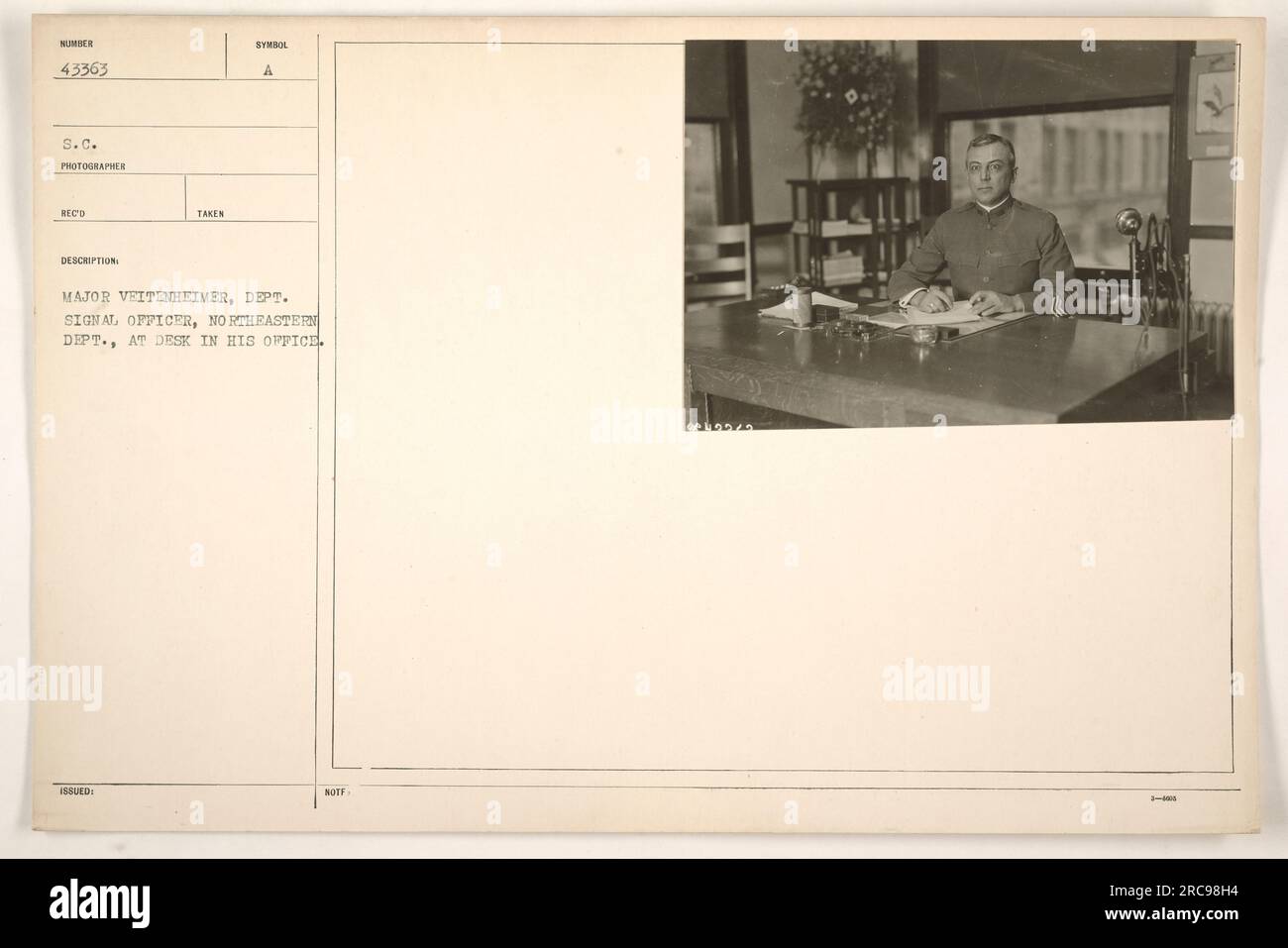 Major Veitenheimer, Department Signal Officer of the Northeastern ...