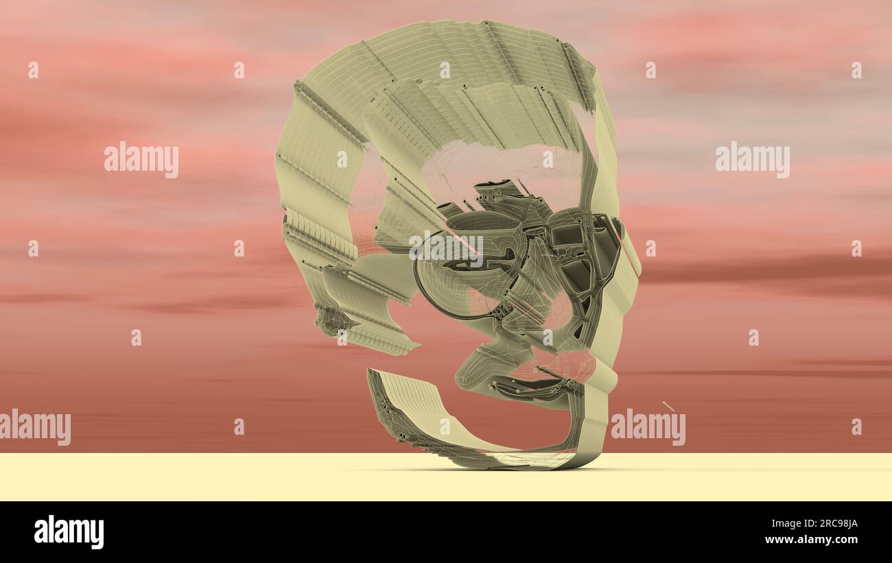 3D architectural illustrated representation of a human bust. Extremely ...