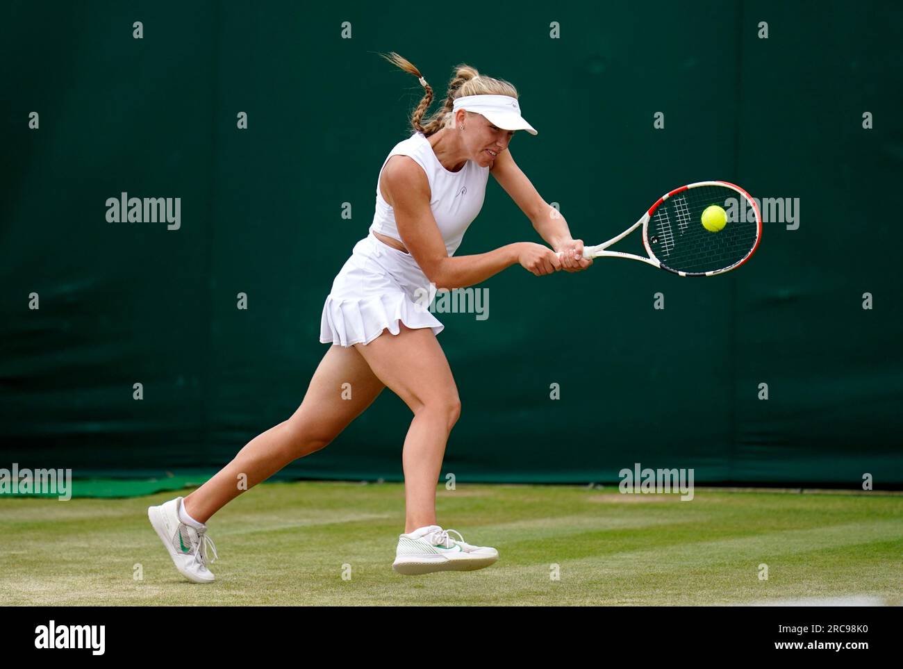 Alina Korneeva in action against Ena Koike in their Girl's Singles ...