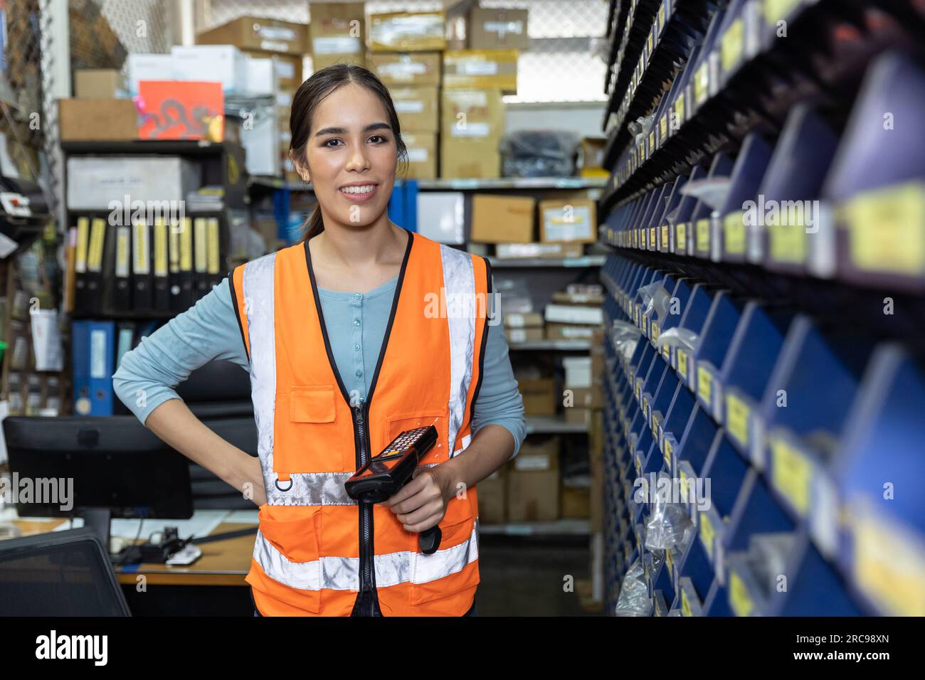 happy woman worker engineer technician staff work in factory products ... happy woman worker engineer technician staff work in factory products ...