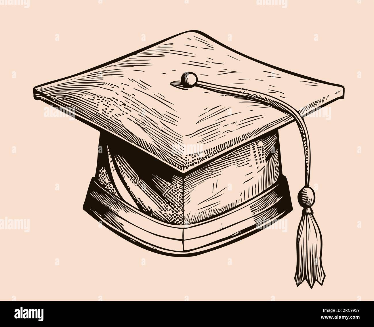Graduation student hat sketch hand drawn sketch illustration Stock ...