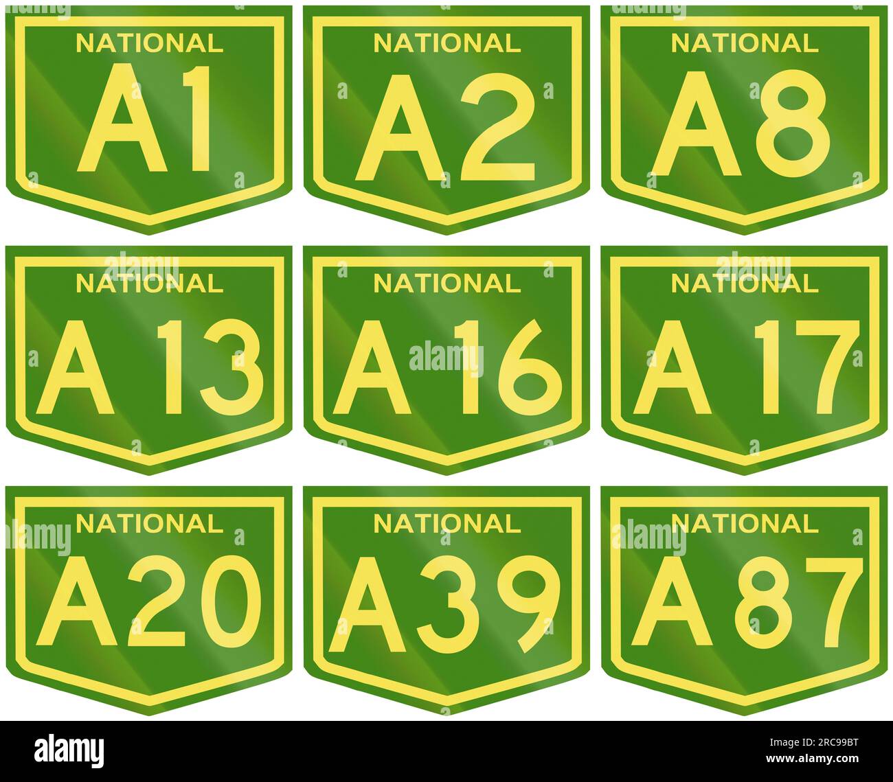 Collection of broad Australian National Highway shields with numbers A1 ...