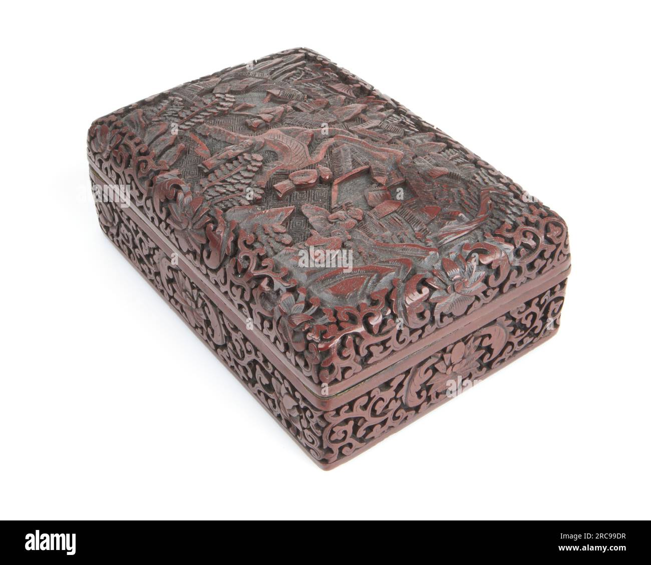 Antique Chinese carved cinnabar lacquer wooden box Stock Photo - Alamy