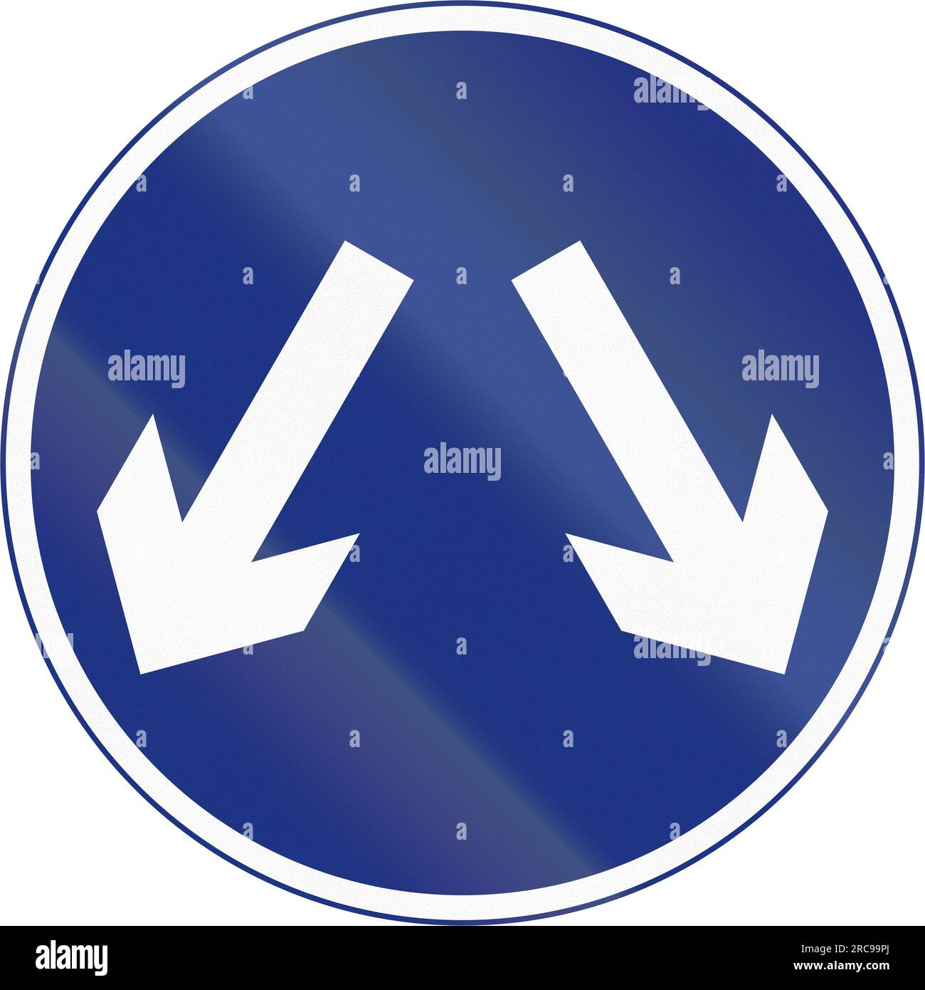 Irish traffic sign - Keep left or right Stock Photo - Alamy