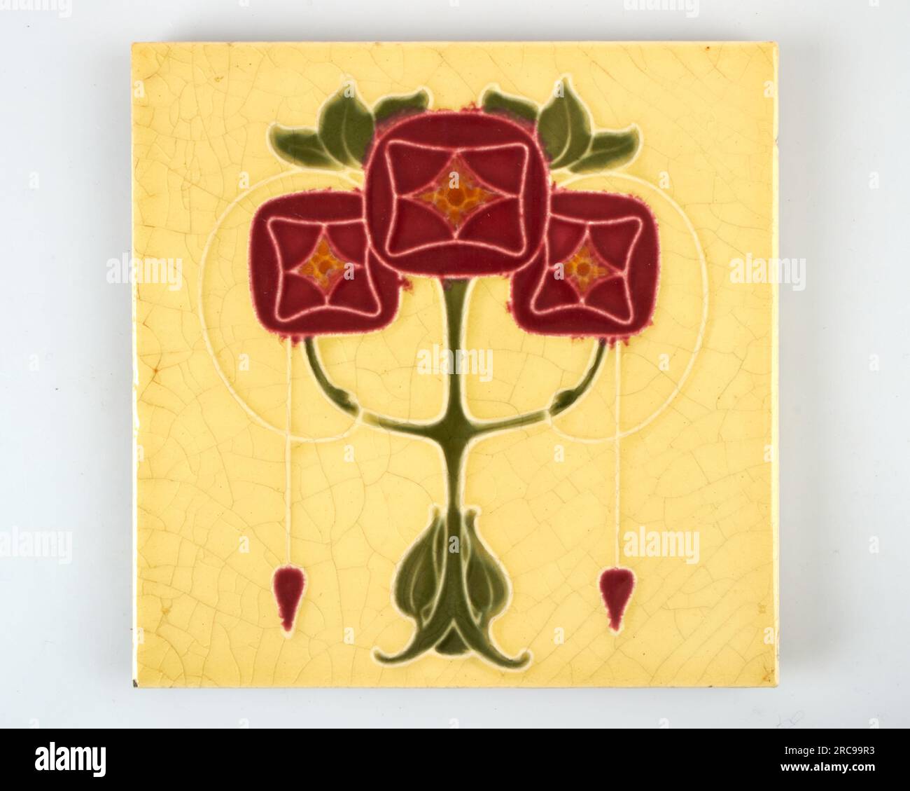 Antique 1900s James Plant & Son Art Nouveau red Secessionist flower ...