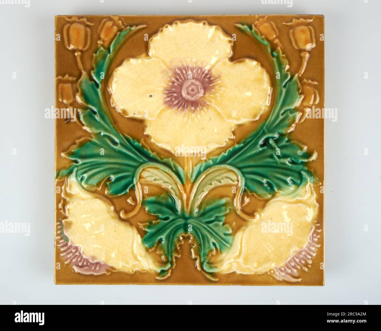 Antique 1900s Lea and Boulton Art Nouveau lilac and cream poppy pottery ...