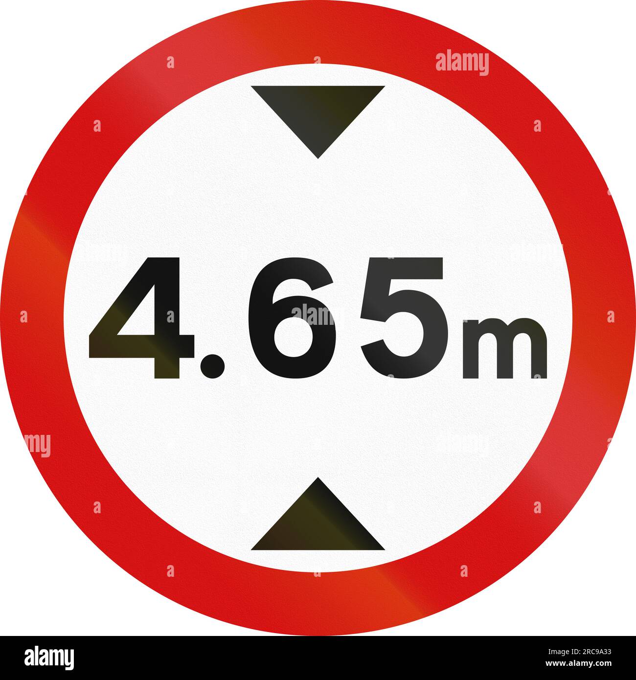 Irish sign prohibiting thoroughfare of vehicles with a height over 4.65 ...