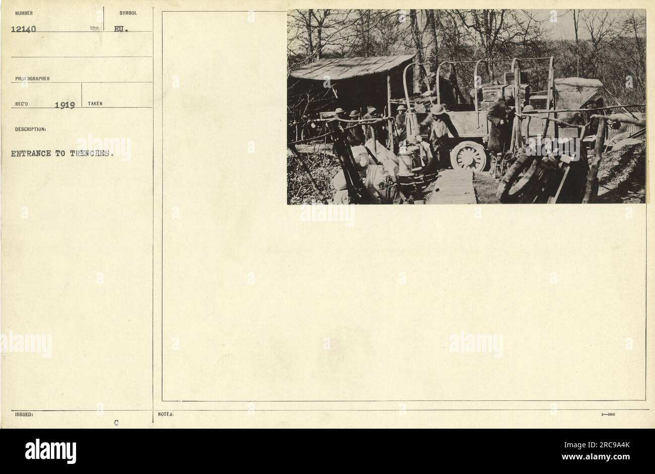 Entrance to trenches during World War One. This photograph, labeled 111 ...