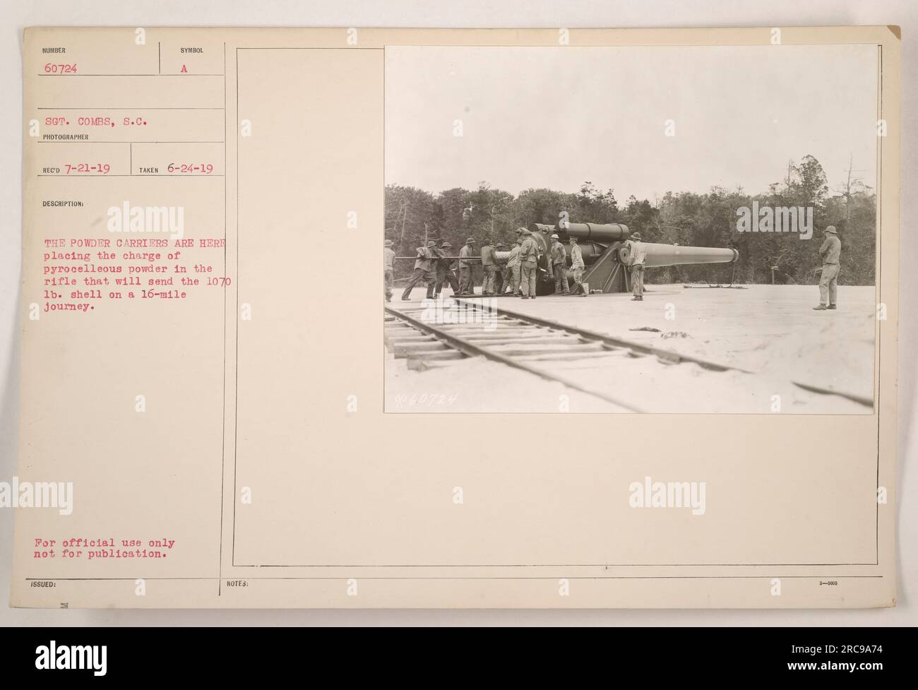 Soldiers placing the charge of pyrocelleous powder in a rifle to launch ...