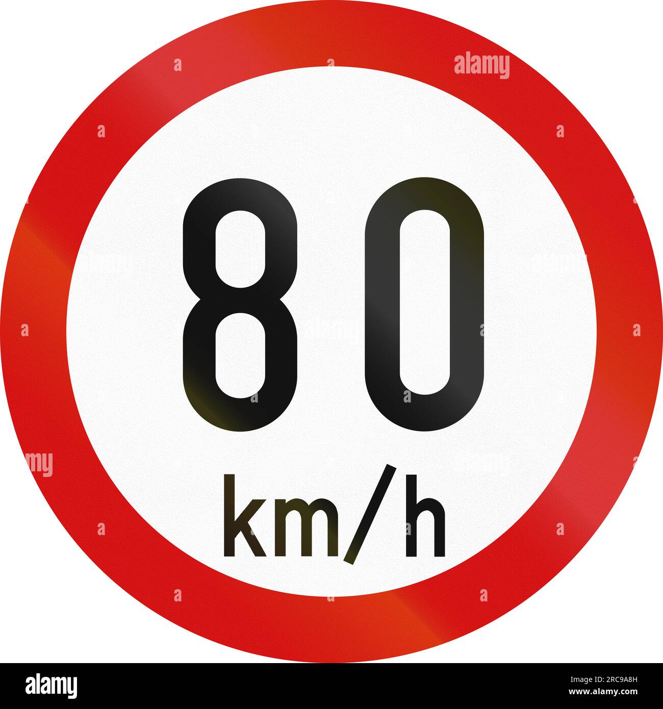 Irish traffic sign restricting speed to 80 kilometers per hour Stock ...