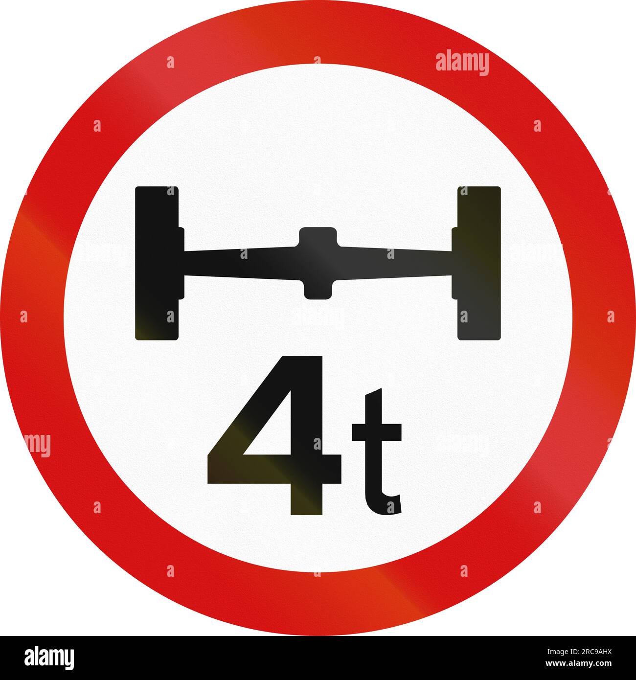 Irish traffic sign prohibiting throroughfare of vehicles with a load ...