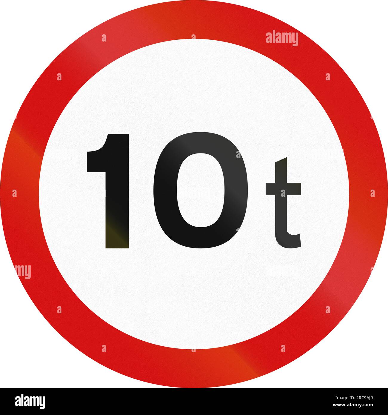 Irish traffic sign prohibiting throroughfare of vehicles with a weight ...