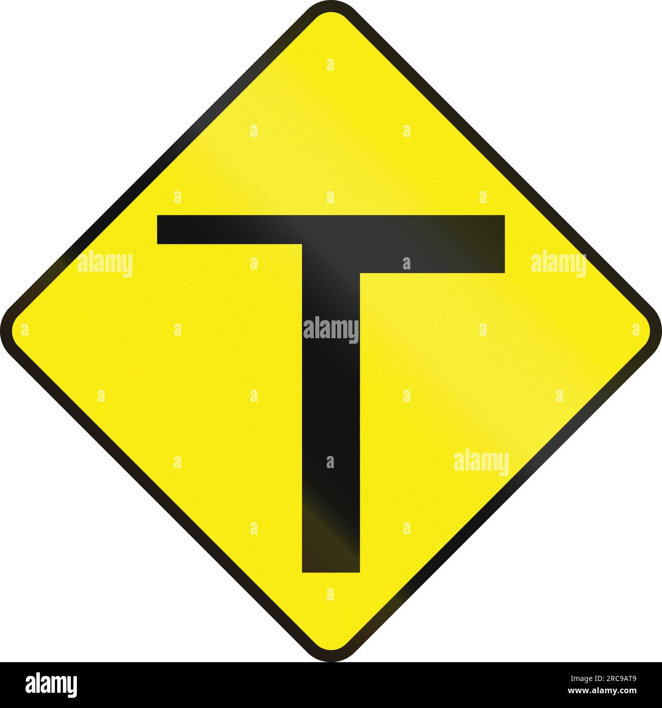 Irish road warning sign - T-Intersection ahead Stock Photo - Alamy