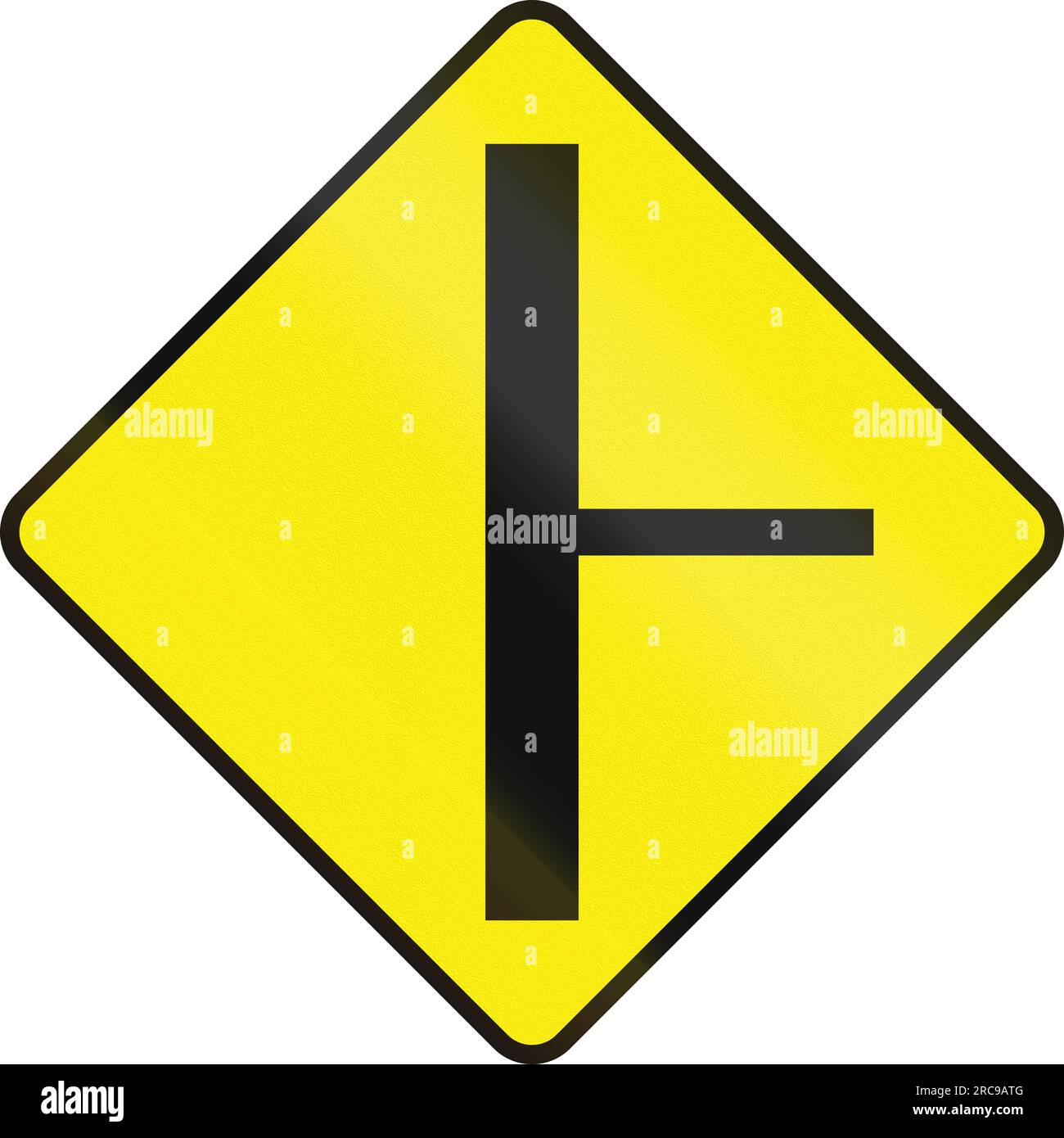 Irish road warning sign - T-Intersection ahead Stock Photo - Alamy