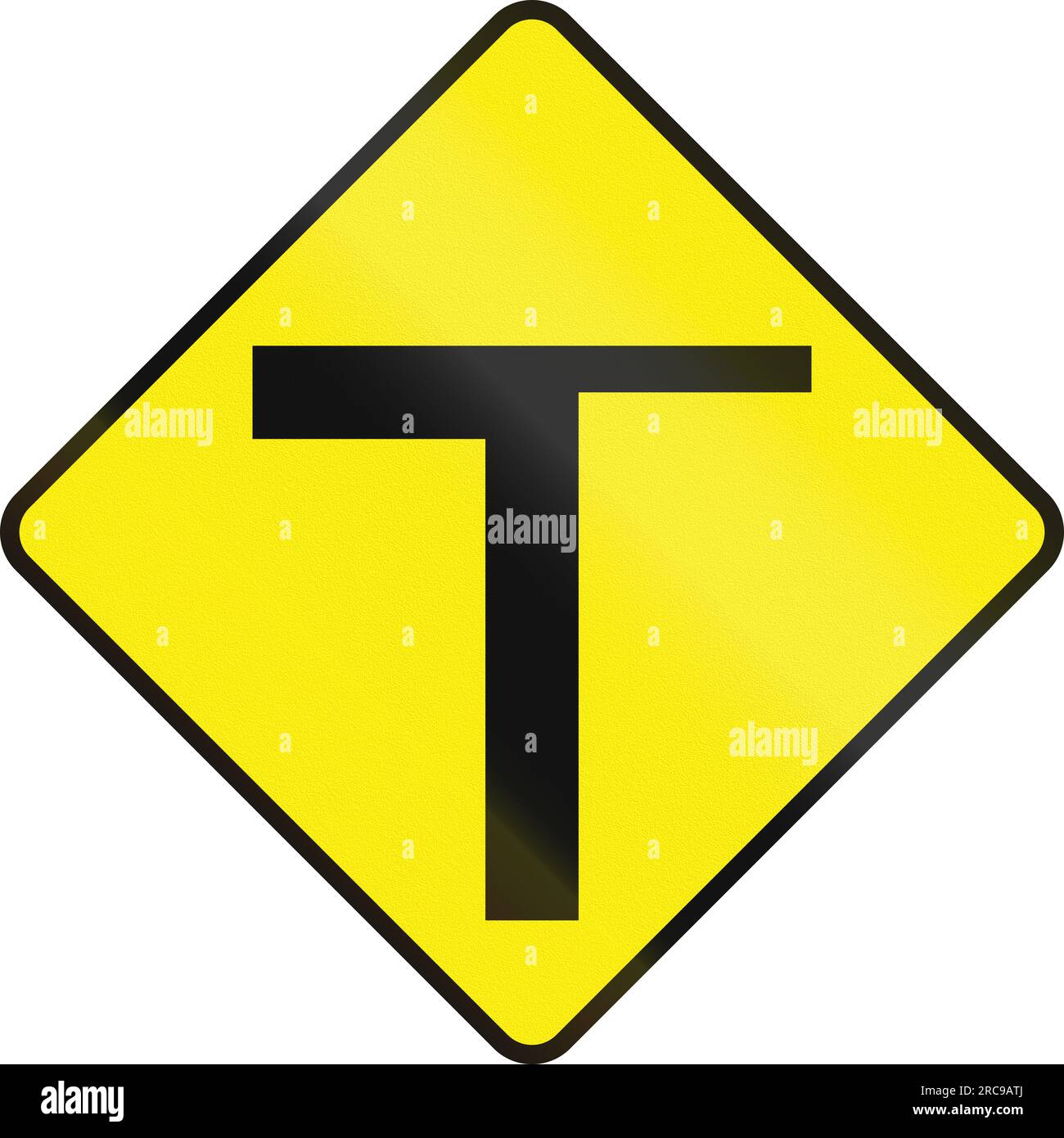 Irish road warning sign - T-Intersection ahead Stock Photo - Alamy