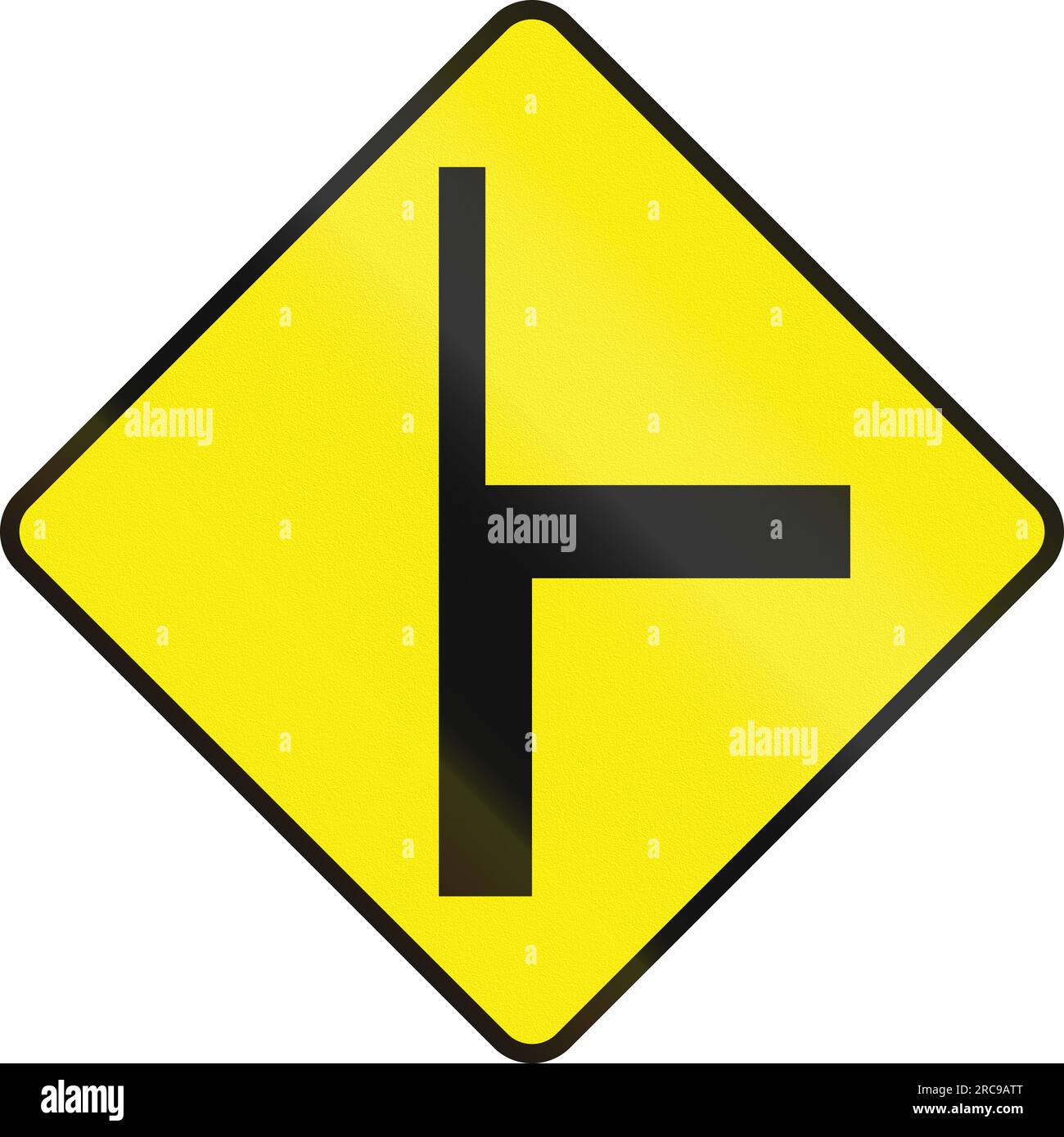 Irish road warning sign - T-Intersection ahead Stock Photo - Alamy