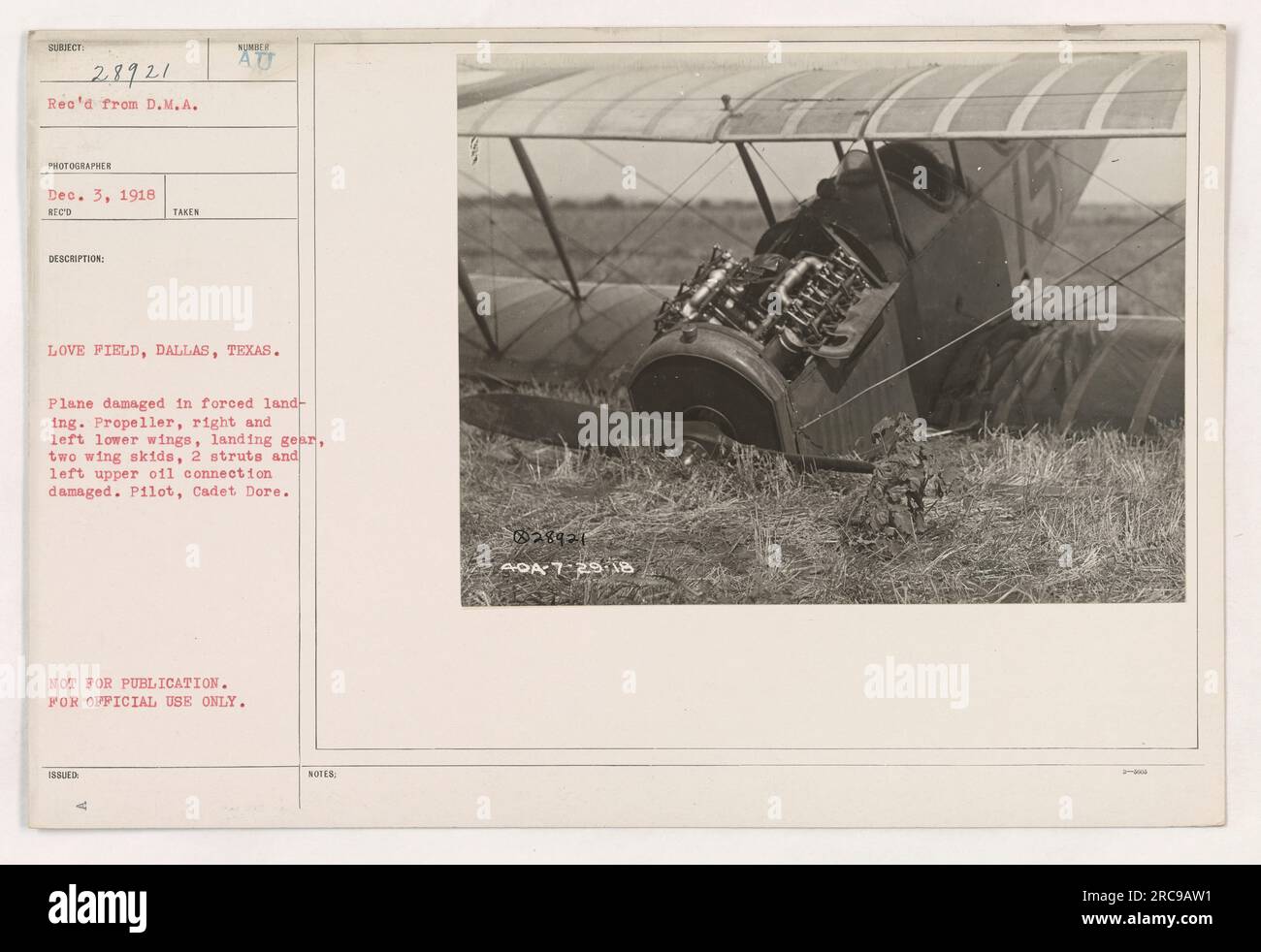 In the image, a damaged plane is seen at Love Field in Dallas, Texas ...