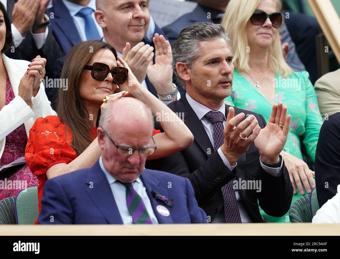 Eric Bana with his wife Rebecca (left) in the royal box on day eleven ...