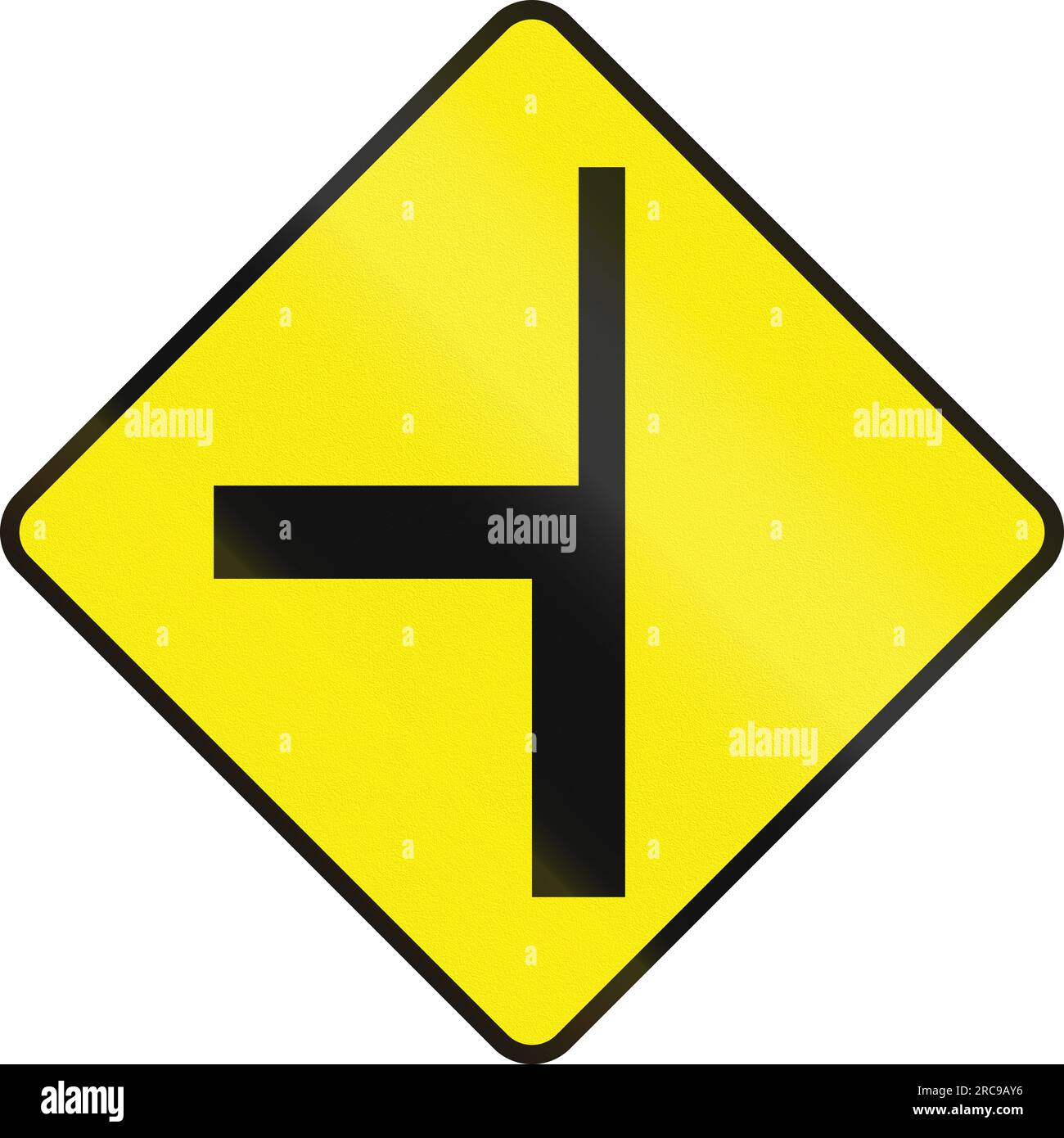 Irish road warning sign - T-Intersection ahead Stock Photo - Alamy