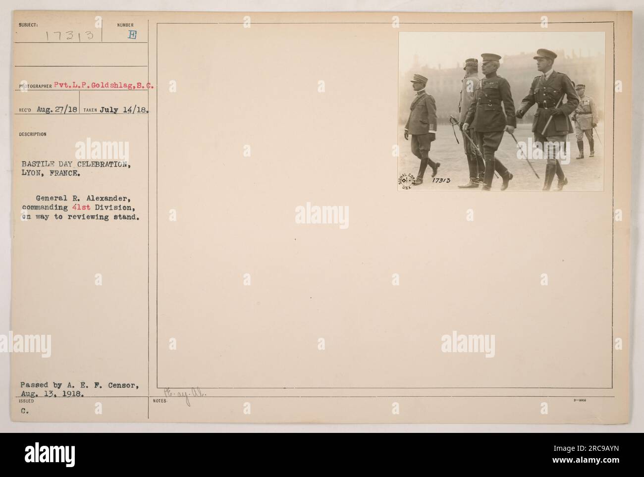 General r alexander 41st division hi-res stock photography and images ...