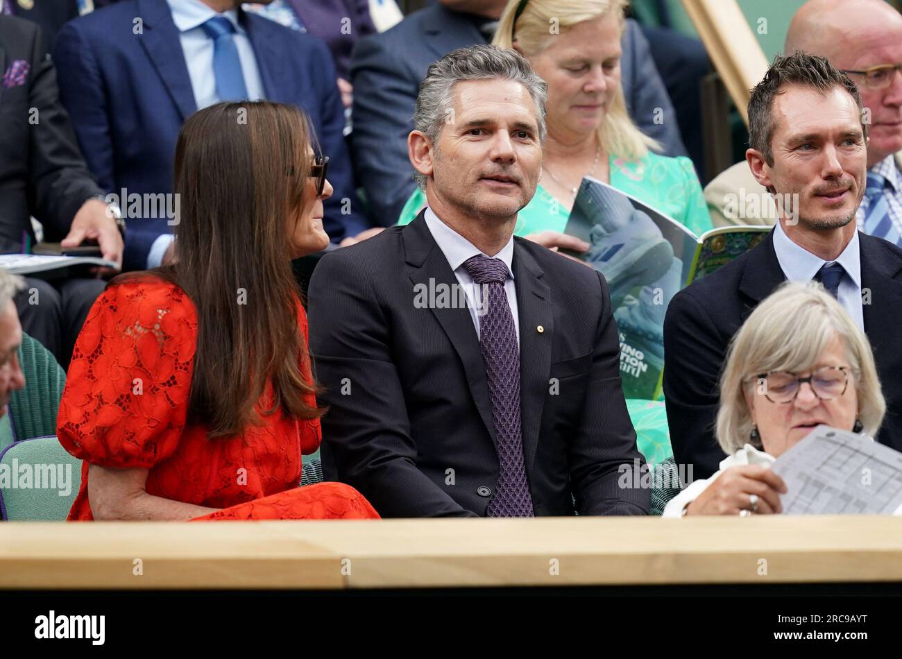 Eric Bana with his wife Rebecca (left) in the royal box on day eleven ...