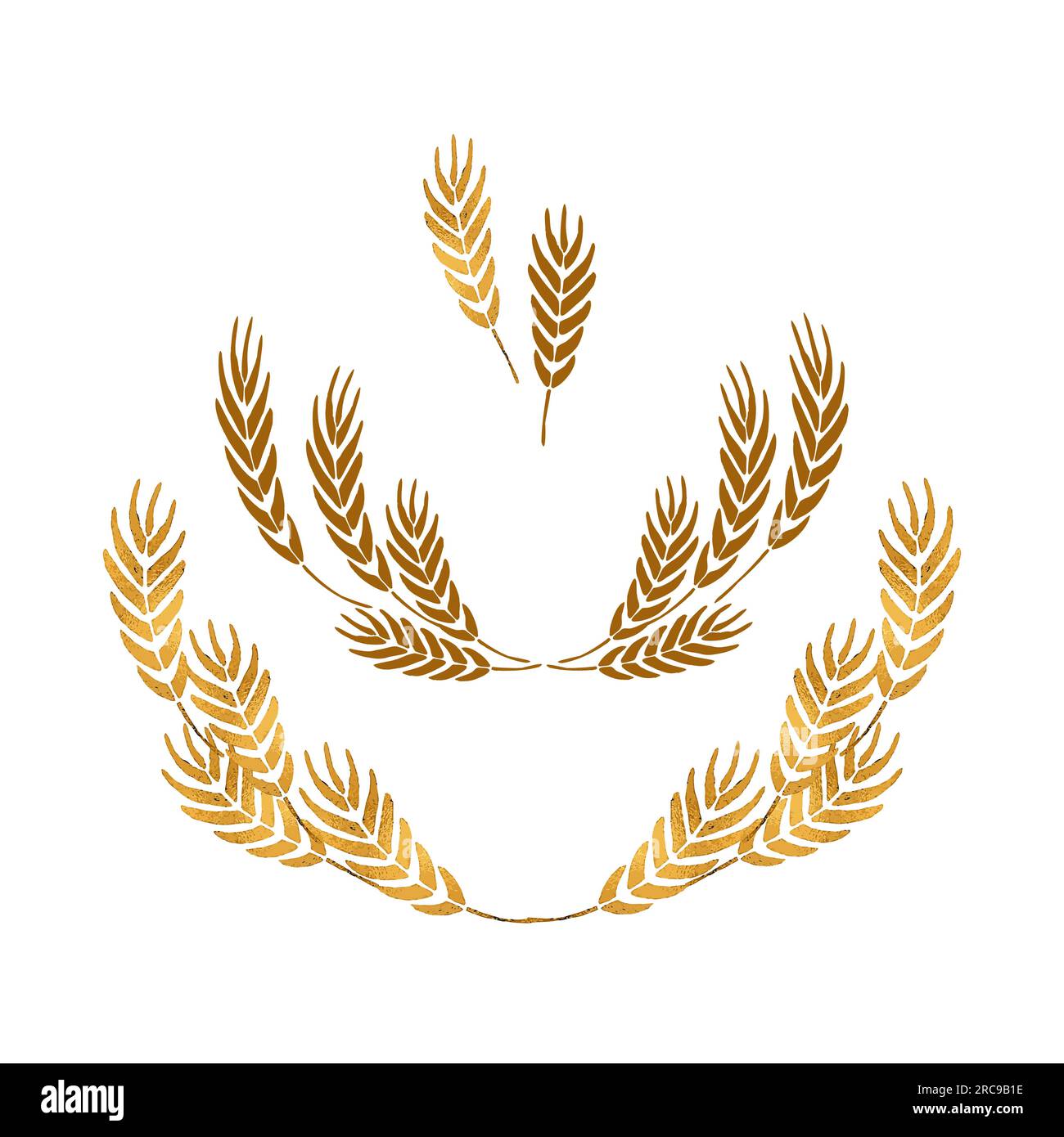 Wheat wreaths and grain spikes set icons. Isolated on white background ...
