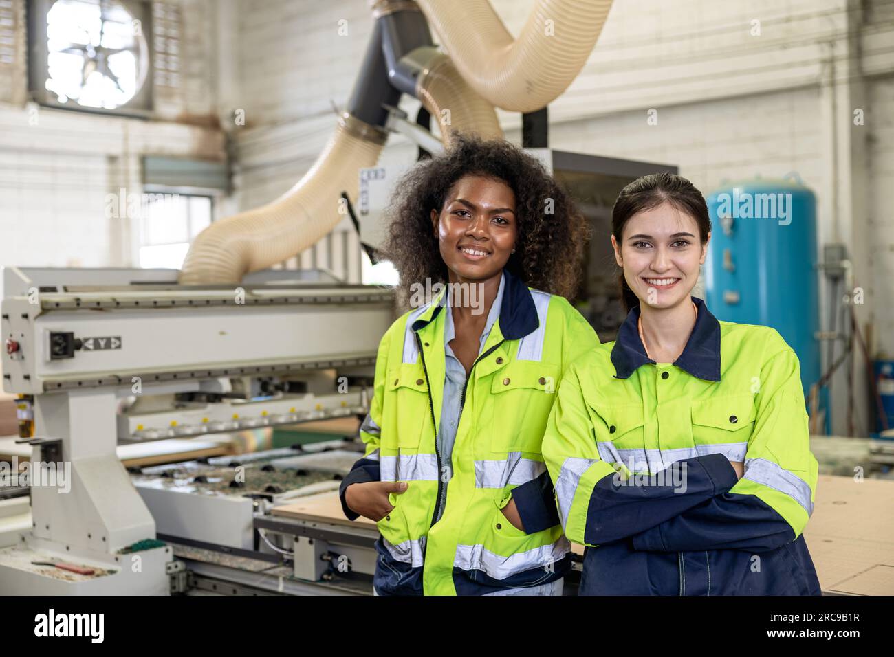 women worker team staff employee in industry factory happy smiling ...