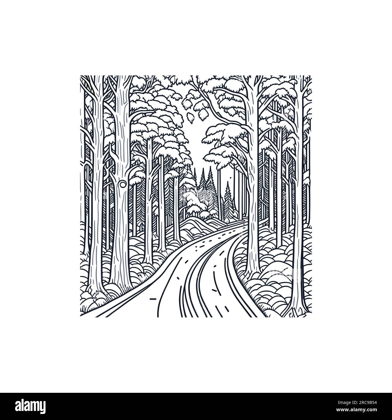 A dirt road through the forest, line art Stock Vector Image & Art - Alamy