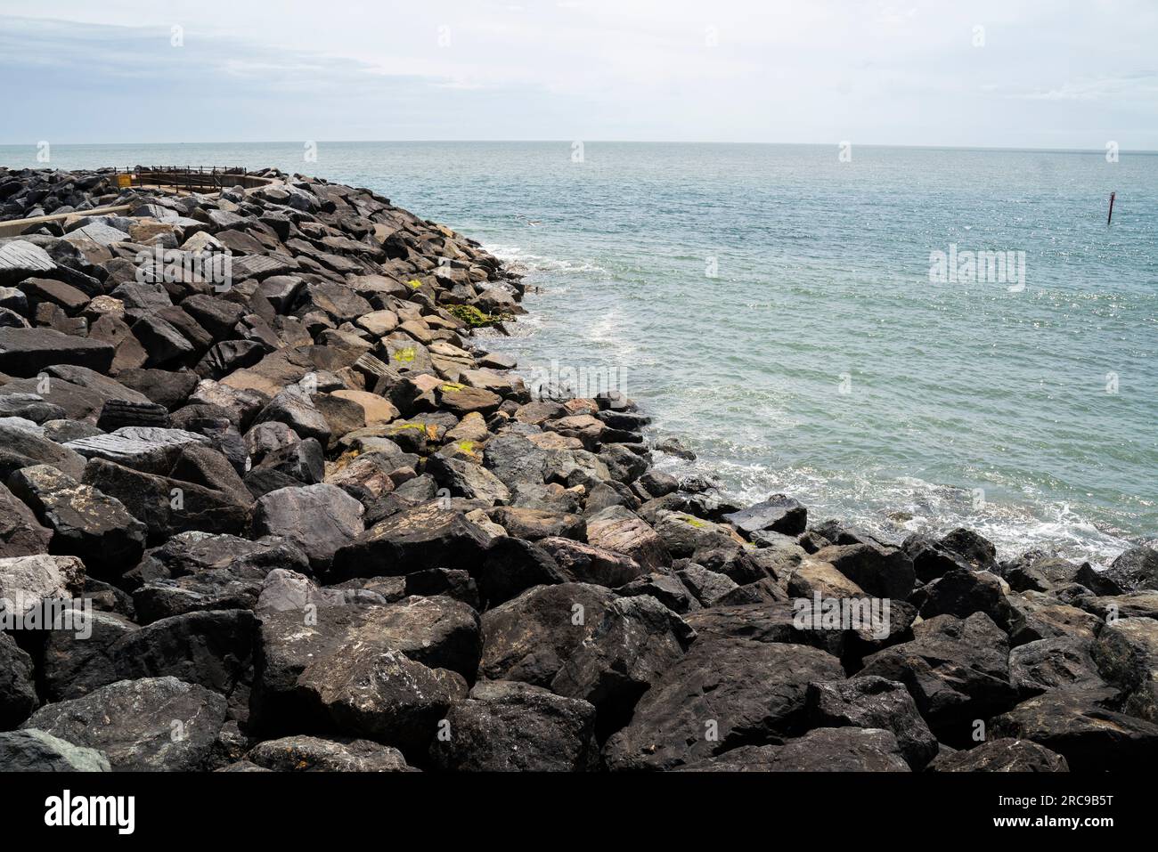 Rocks used as sea defence in Ventnor, Isle of Wight, England, UK Stock ...