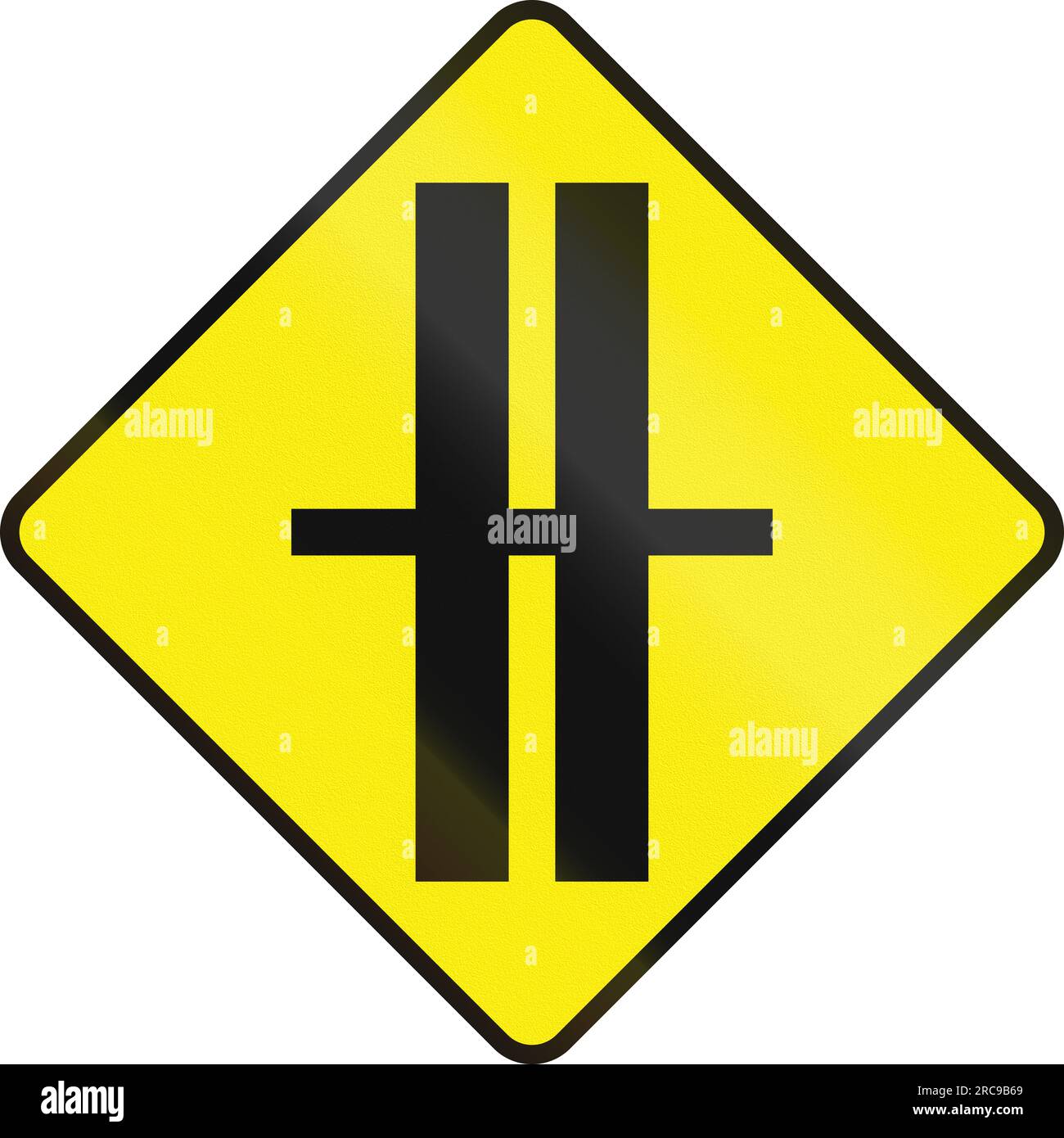 Irish road warning sign - Divided highway intersection ahead Stock ...