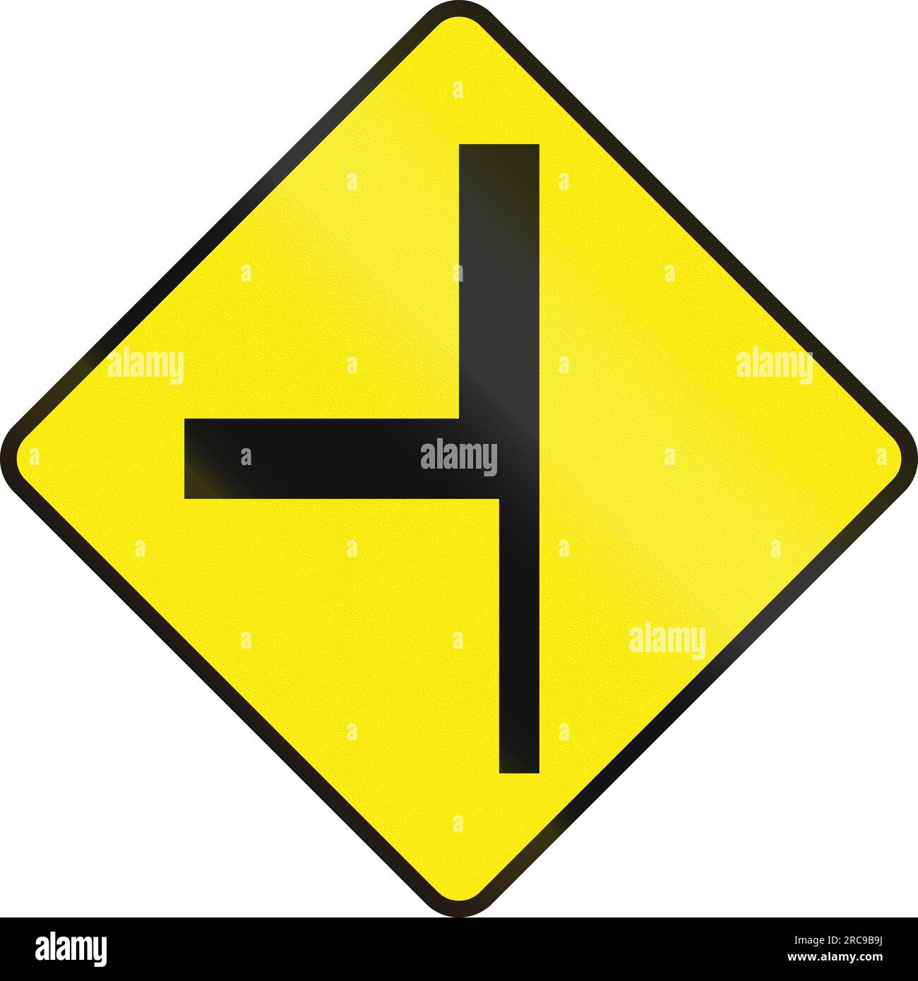 Irish road warning sign - T-Intersection ahead Stock Photo - Alamy