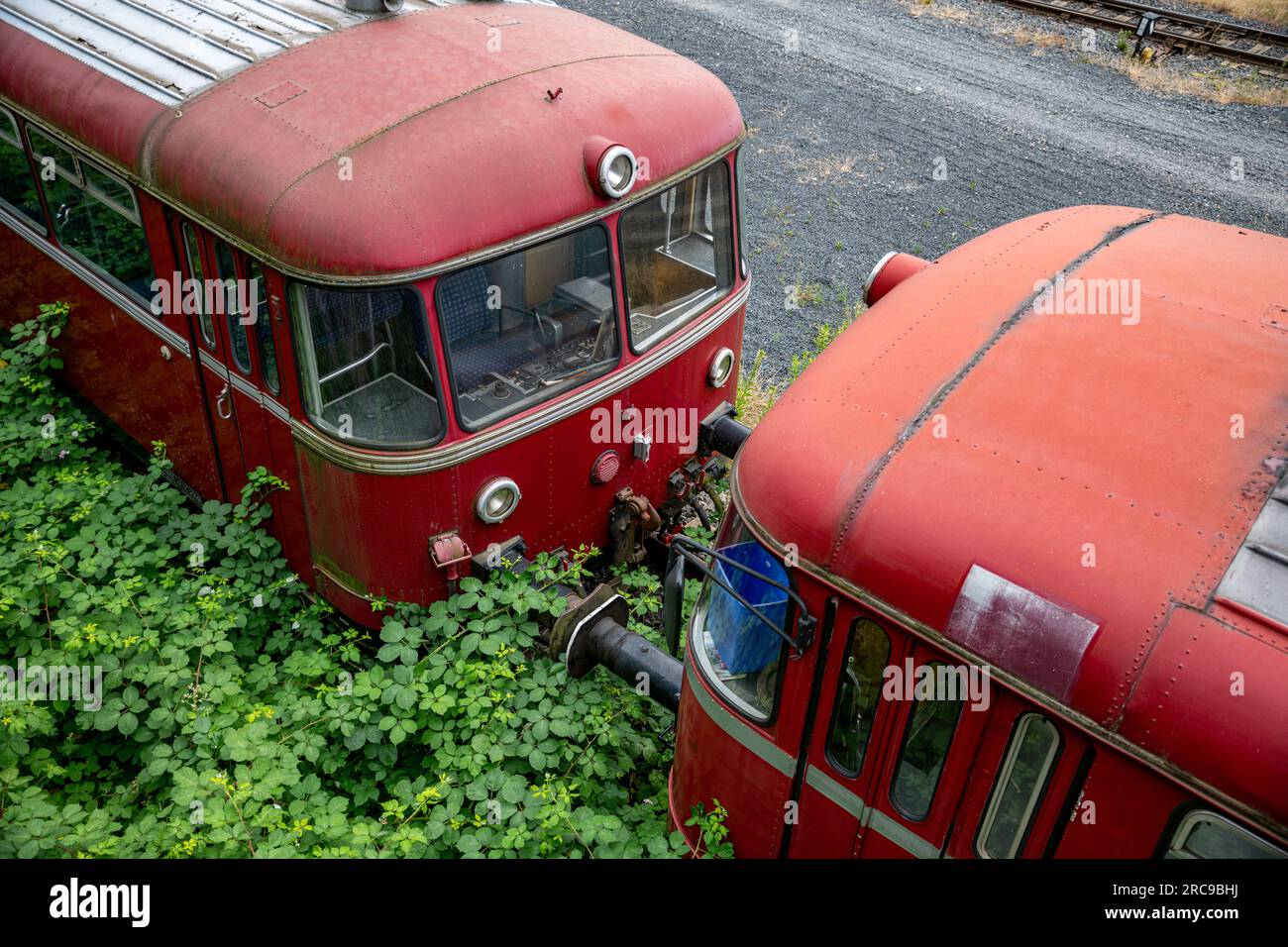 old red trains in station Linz am rijn in germany Stock Photo - Alamy