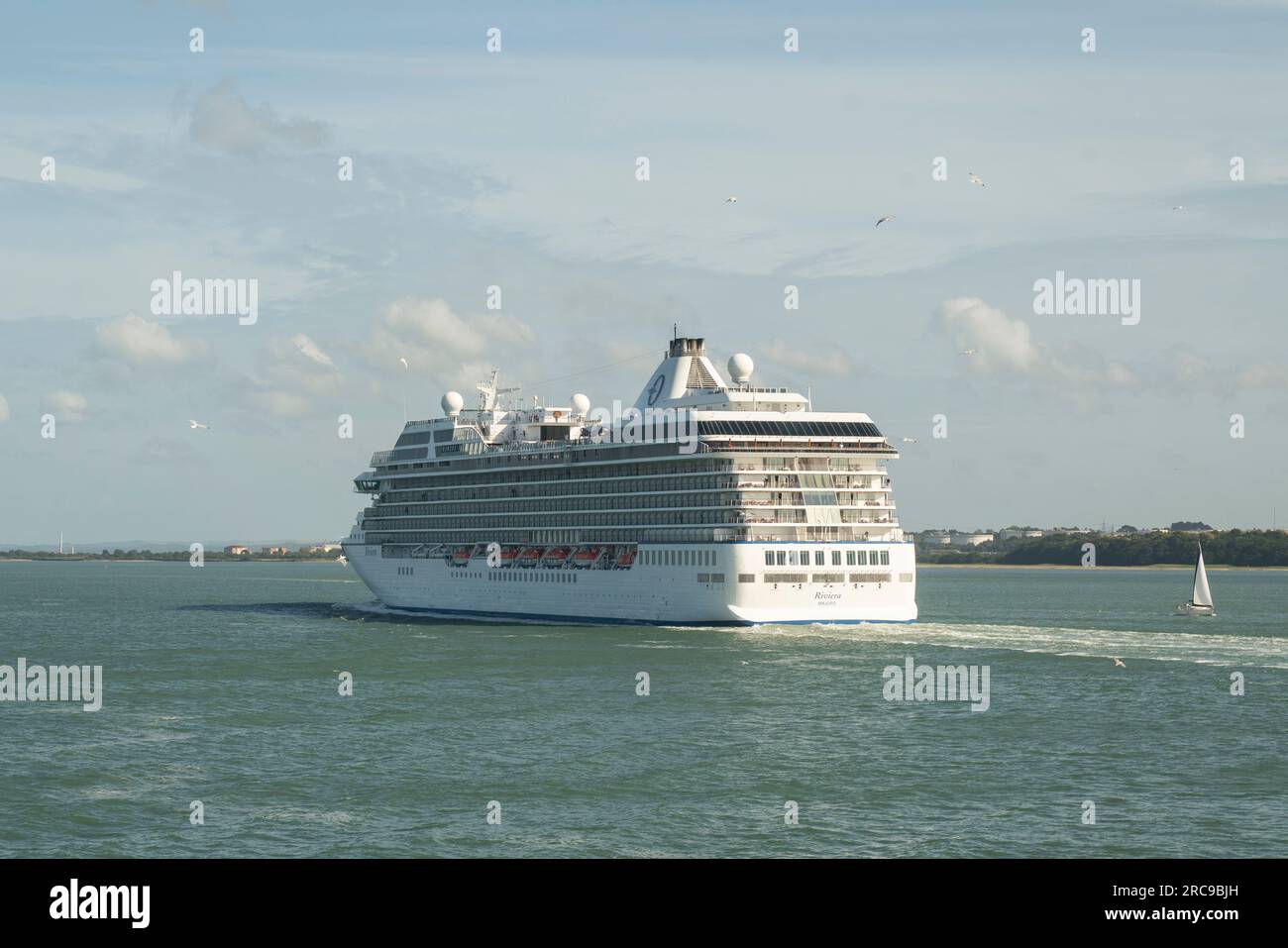 The cruise ship Riviera, operated by Oceania Cruises, leaving ...