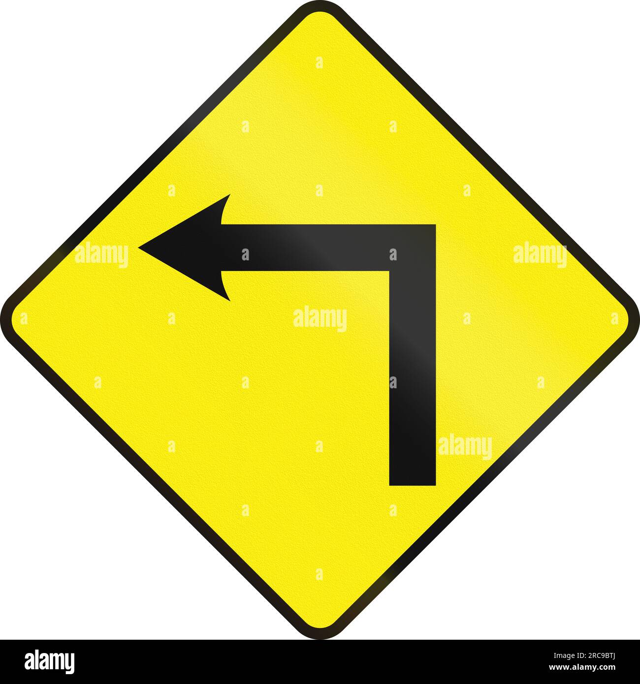 Irish road warning sign: Left curve ahead Stock Photo - Alamy