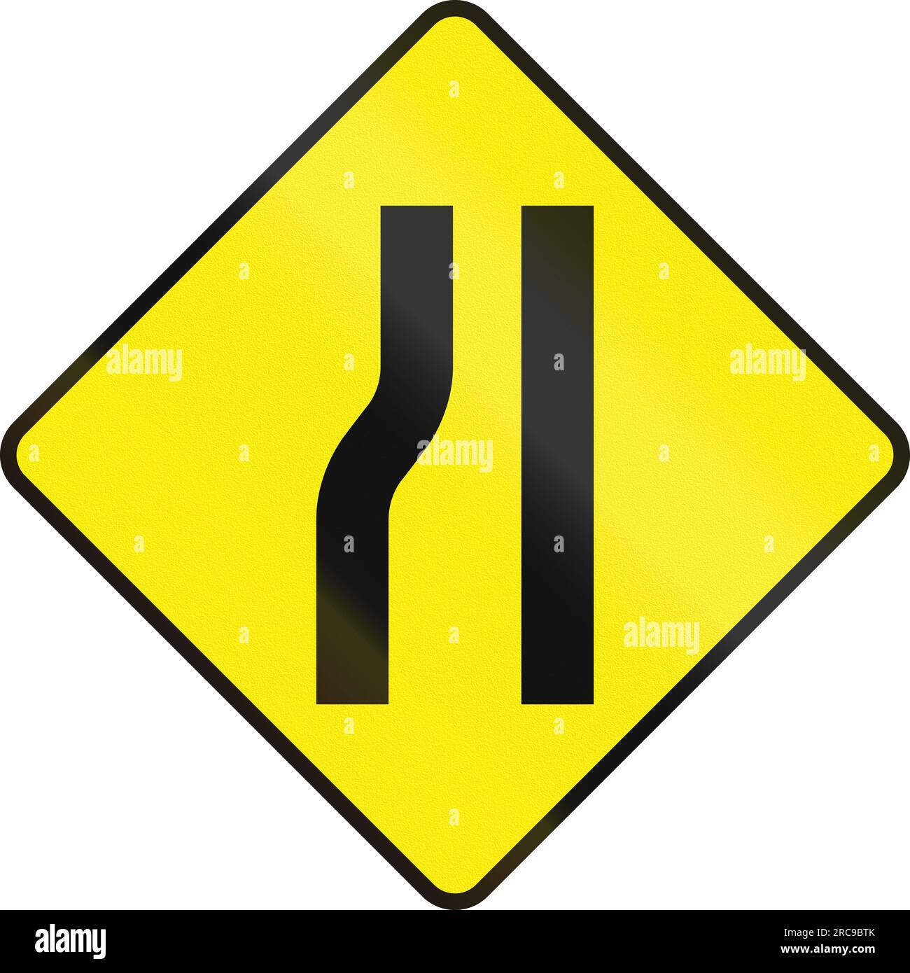 Irish road warning sign: Road narrows on the left Stock Photo - Alamy