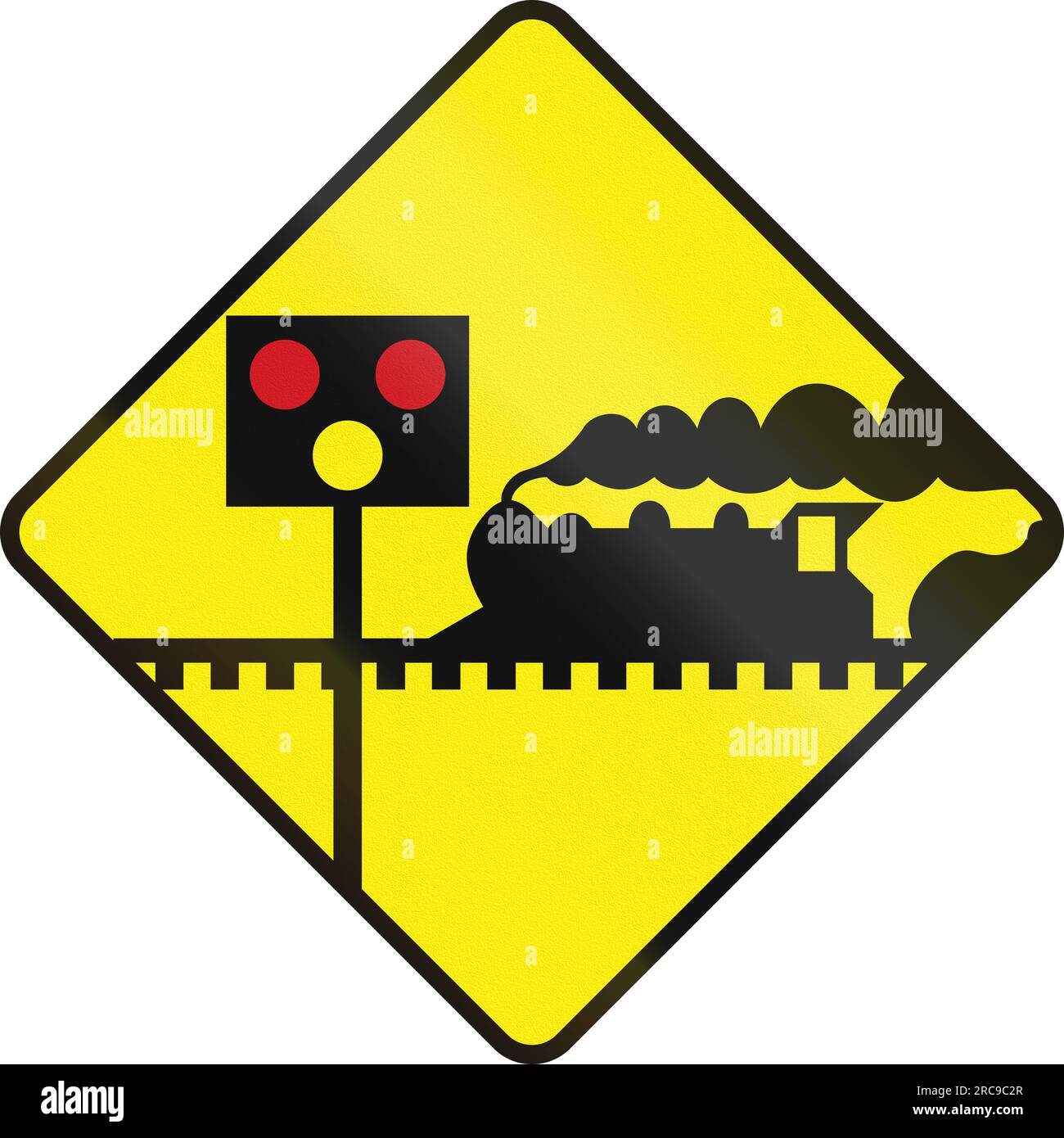 Warning road sign in Ireland - Level crossing with signals ahead Stock ...
