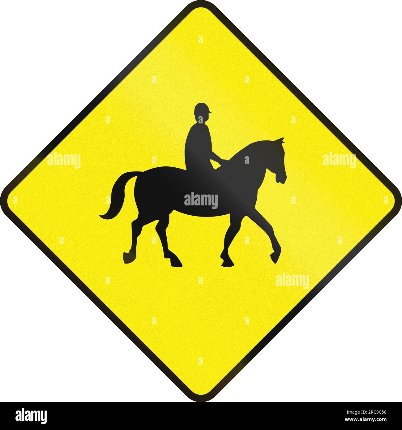 An Irish warning traffic sign - Equestrians Stock Photo - Alamy