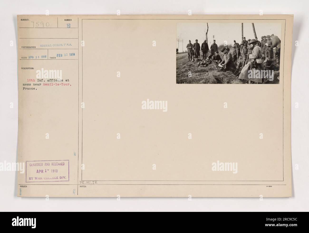 "Eighteenth Infantry officers at mess near Menil-la-Tour, France. The ...