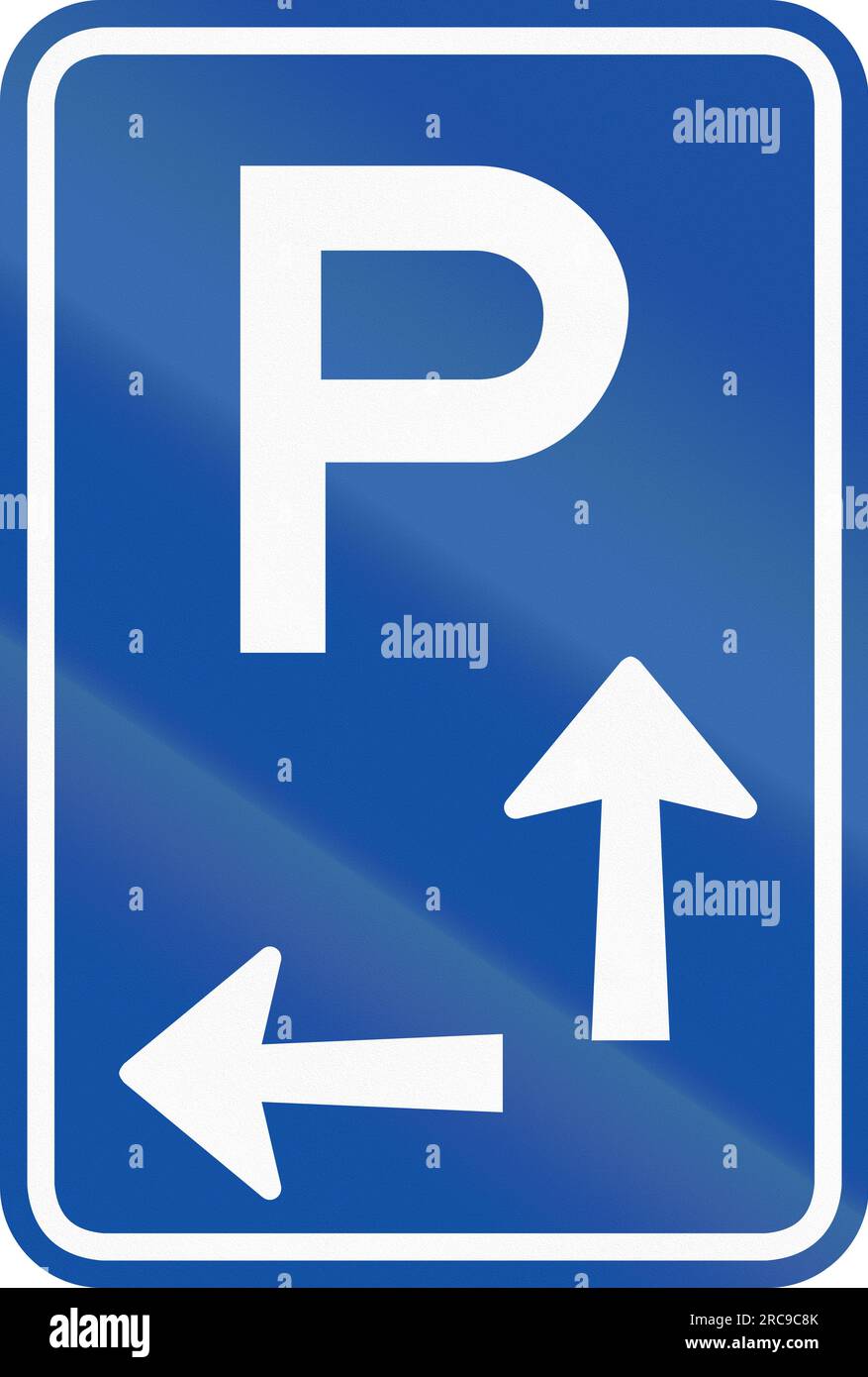 Australian road sign: Parking lot in the front and left Stock Photo - Alamy