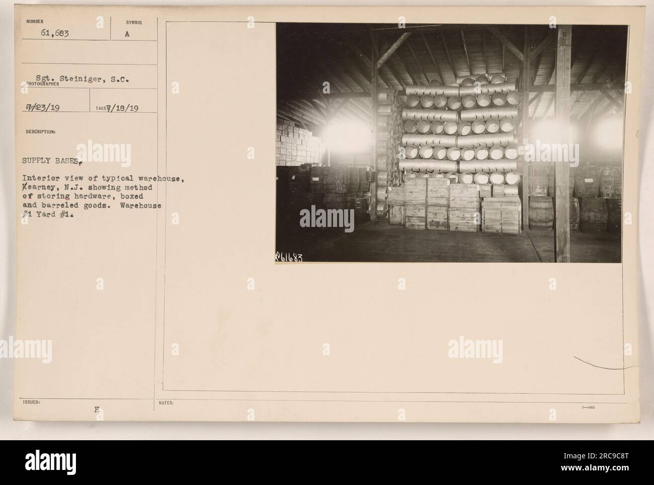 "Interior view of a warehouse in Kearney, N.J., showcasing a method of ...