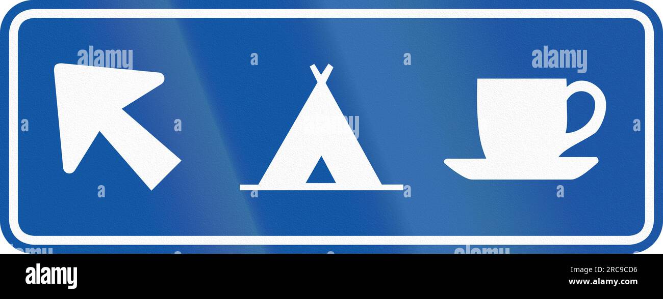 Australian traffic sign: Camping place and coffee shop on the left ...