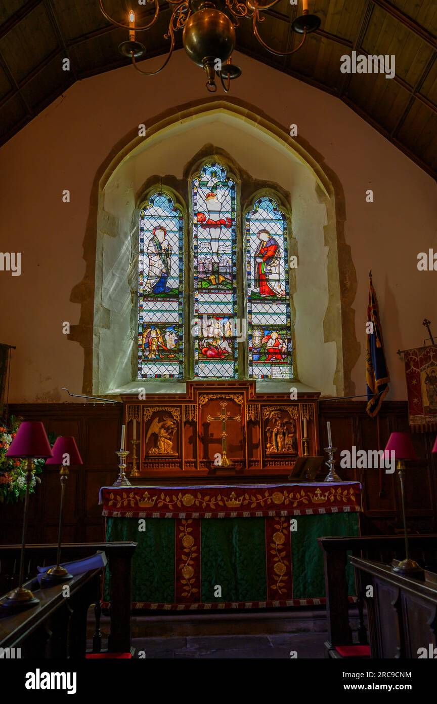 A stained glass window above the high altar in St George's West ...