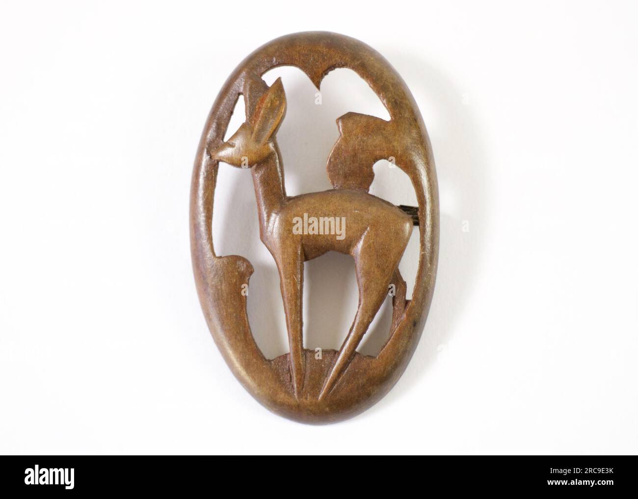 Vintage Art Deco hand carved brooch in the form of a standing deer ...