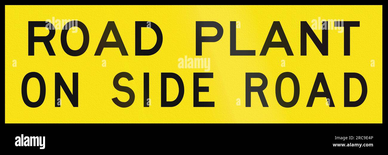 An Australian temporary road sign - Road plant on side road Stock Photo ... An Australian temporary road sign - Road plant on side road Stock Photo ...
