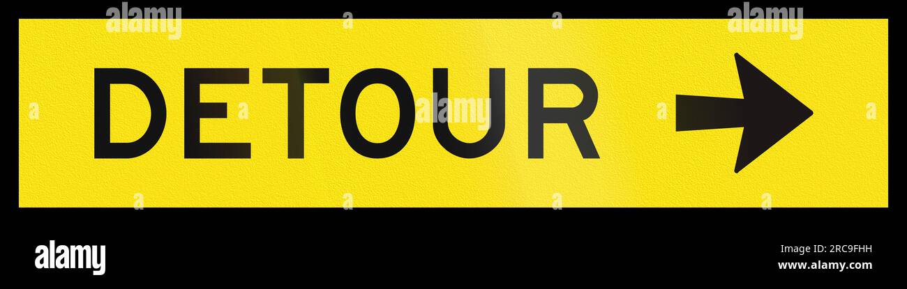 An Australian temporary road sign - Detour to the right Stock Photo - Alamy